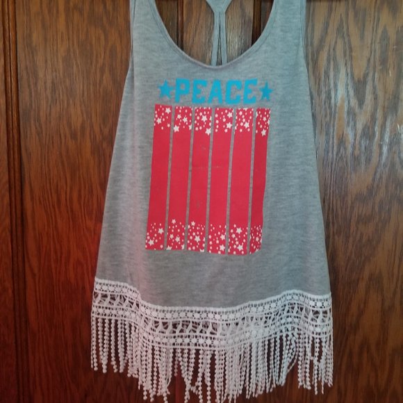 Patriotic tank with fringe | Tops | Patriotic Tank With Fringe Used ...